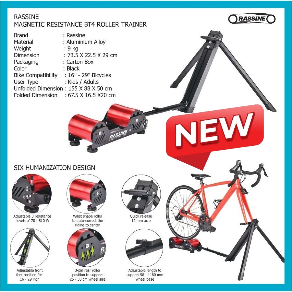 RASSINE MAGNETIC RESISTANCE BT4 ROLLER TRAINER BIKE | Shopee Malaysia