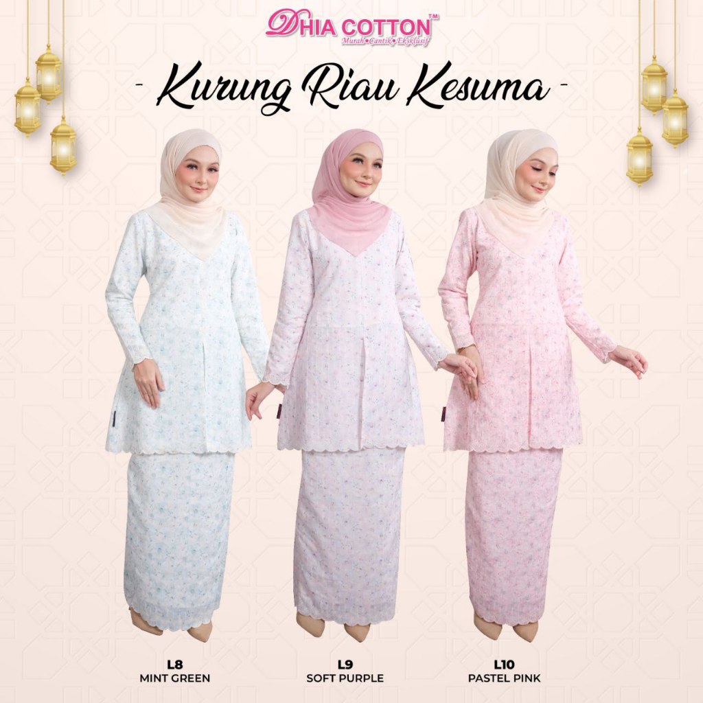 Dhia Cotton Kurung Kesuma Cotton Embroidery Cutting Kurung Riau ...