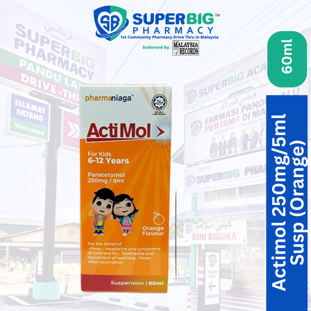 Actimol 250mg/5ml Susp (Orange) x 60ml | Shopee Malaysia