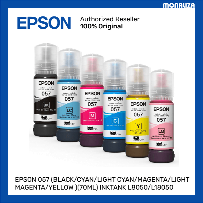 Epson Original Ink 057 Series 70ml for Epson L8050, L18050 Printer ...