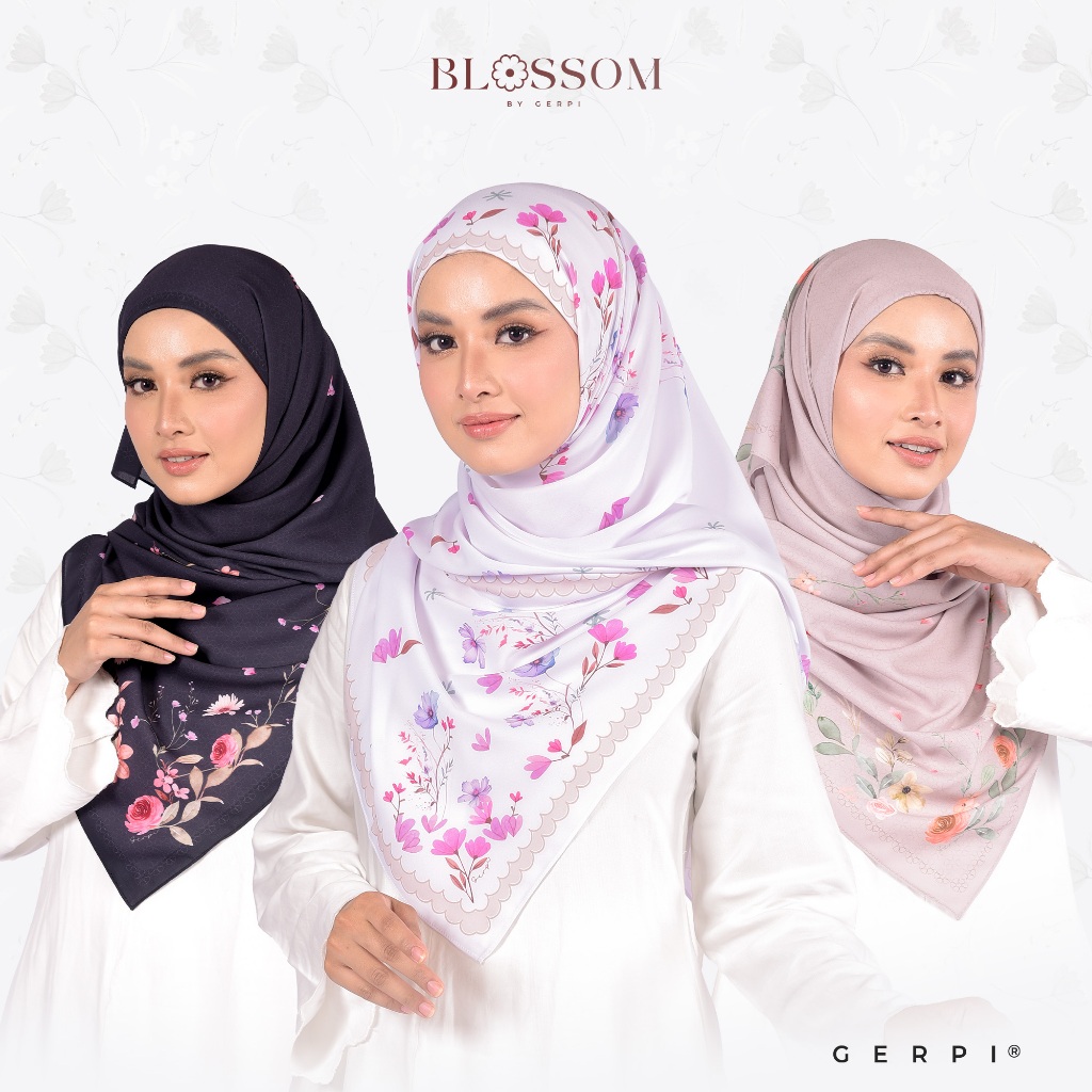 GERPI Semi Instant Shawl Printed 1.8m attached Inner Bertali | Blossom ...
