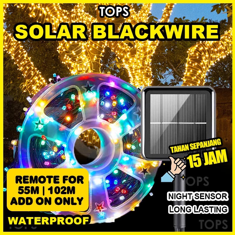 Solar【102 | 55 | 33 | 22 | 12M】Lampu Lip Lap Solar Waterproof Black ...