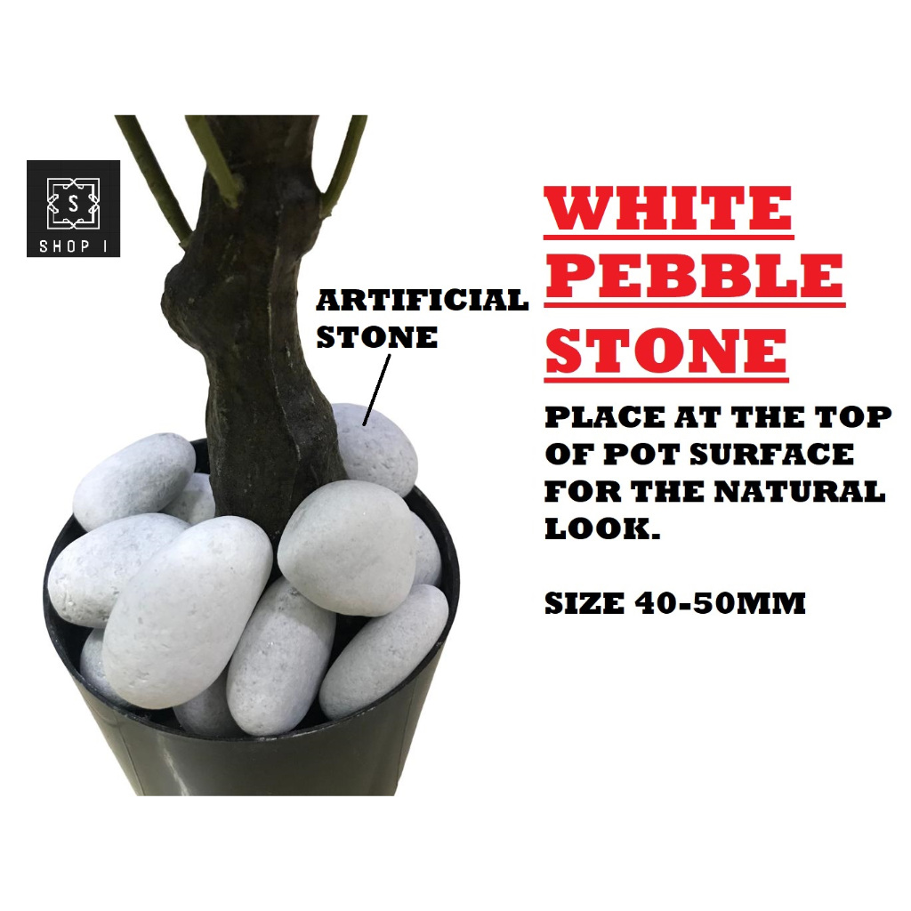 Batu Putih/White Pebble Stone [Artificial] for Decoration 1kg | Shopee ...