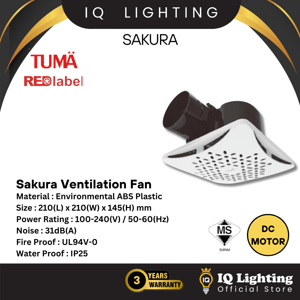 🔥FREE SHIPPING🔥Tuma Sakura DC Motor Ventilator Fan / Ceiling Mounted ...