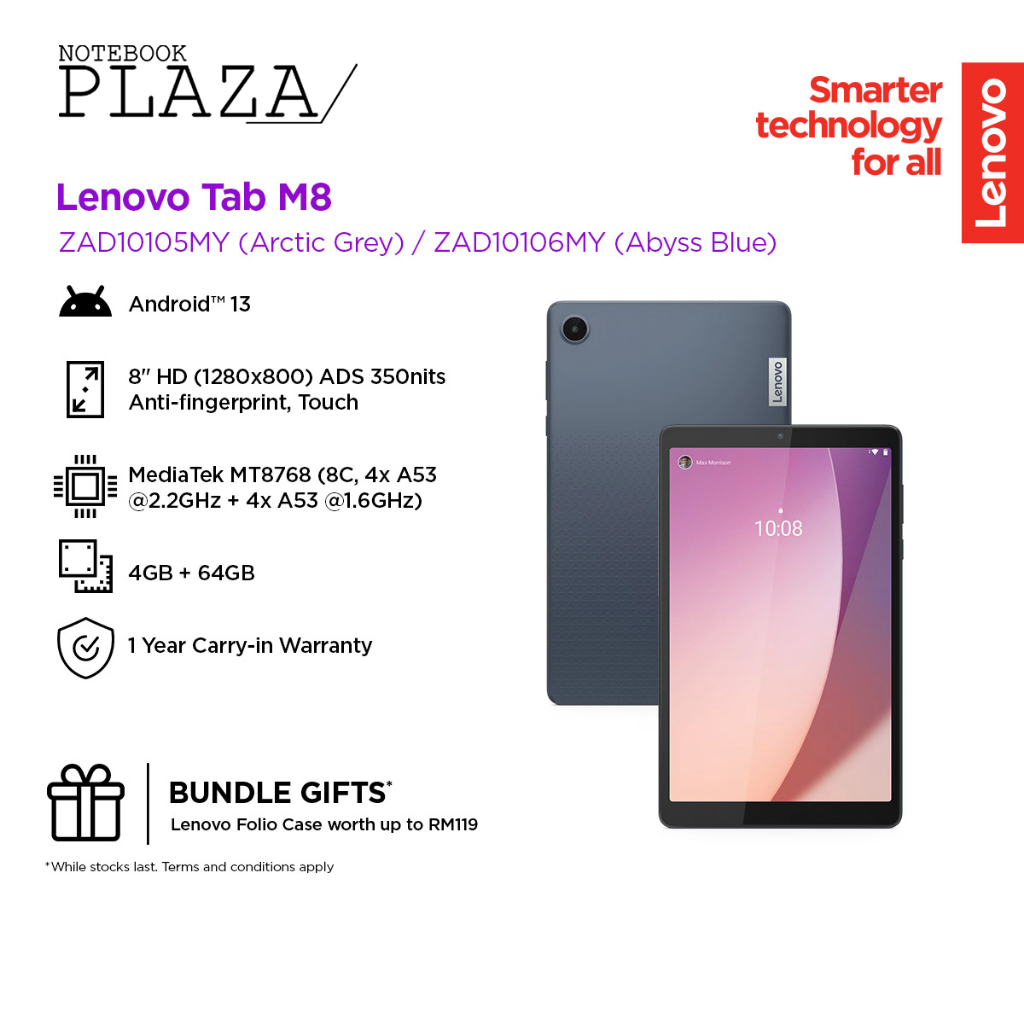 Lenovo Tab M8 TB301XU ZAD10106MY 8'' HD Abyss Blue ( MT8768, 4GB, 64GB ...