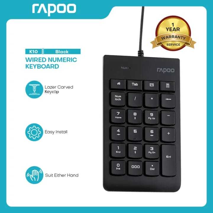 Rapoo K10 Compact Wired Numeric Keypad 23 Keys Shopee Malaysia