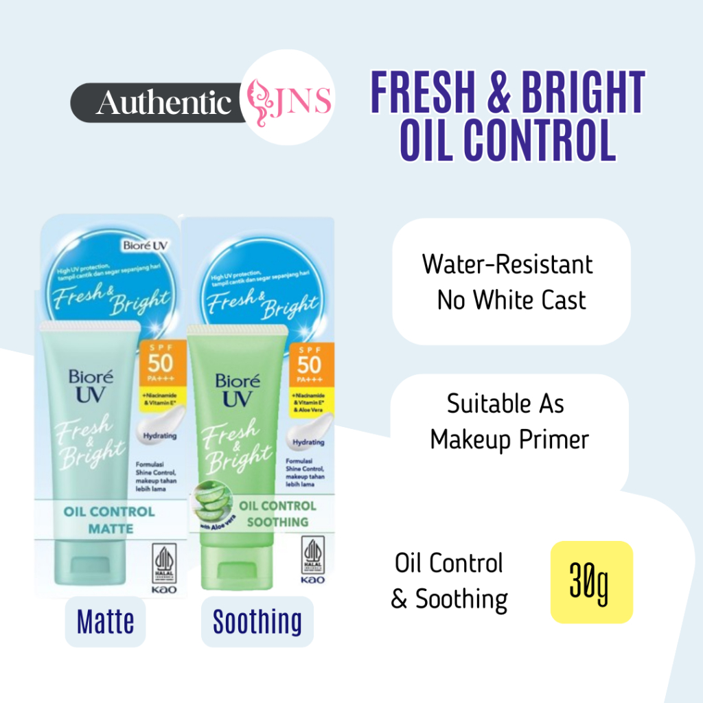 Biore UV Fresh & Bright Oil Control Matte & Soothing Sunscreen SPF50 PA ...
