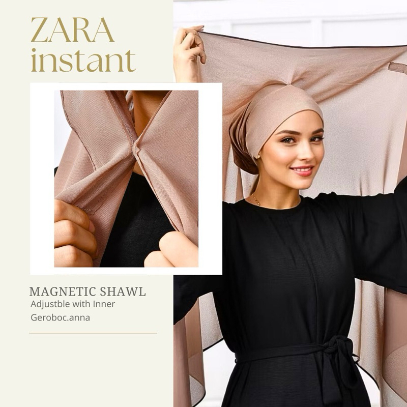 Magnetic instant shawl.with inner.chiffon material.ironless | Shopee ...