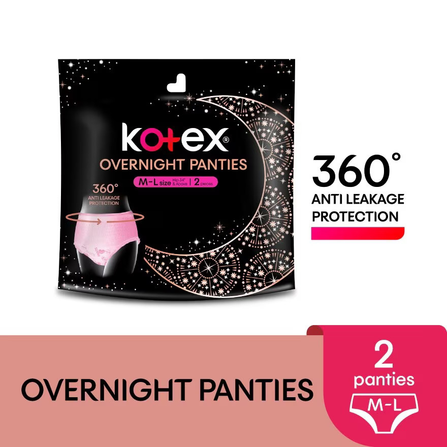 KOTEX, Overnight Panties M-L (2s) - Period Panties with 360⁰ Anti-Leakage Protection Disposable ...