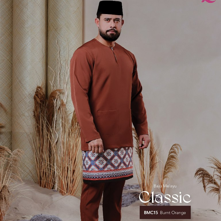 BAJU MELAYU CLASSIC ( BURNT ORANGE ) ELRAH EXCLUSIVE | Shopee Malaysia