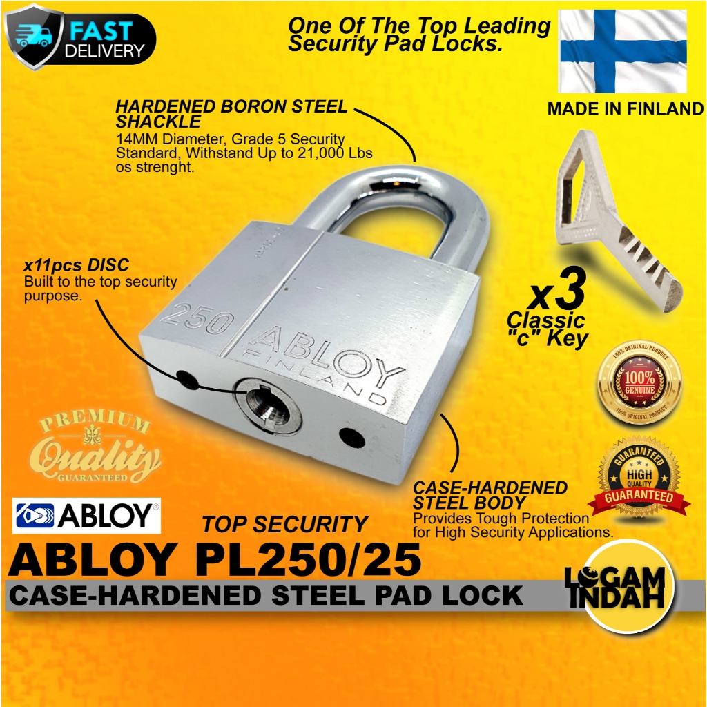 ABLOY CASE- HARDENED STEEL TOP SECURITY PAD LOCK PL 250/25 ( MADE IN ...