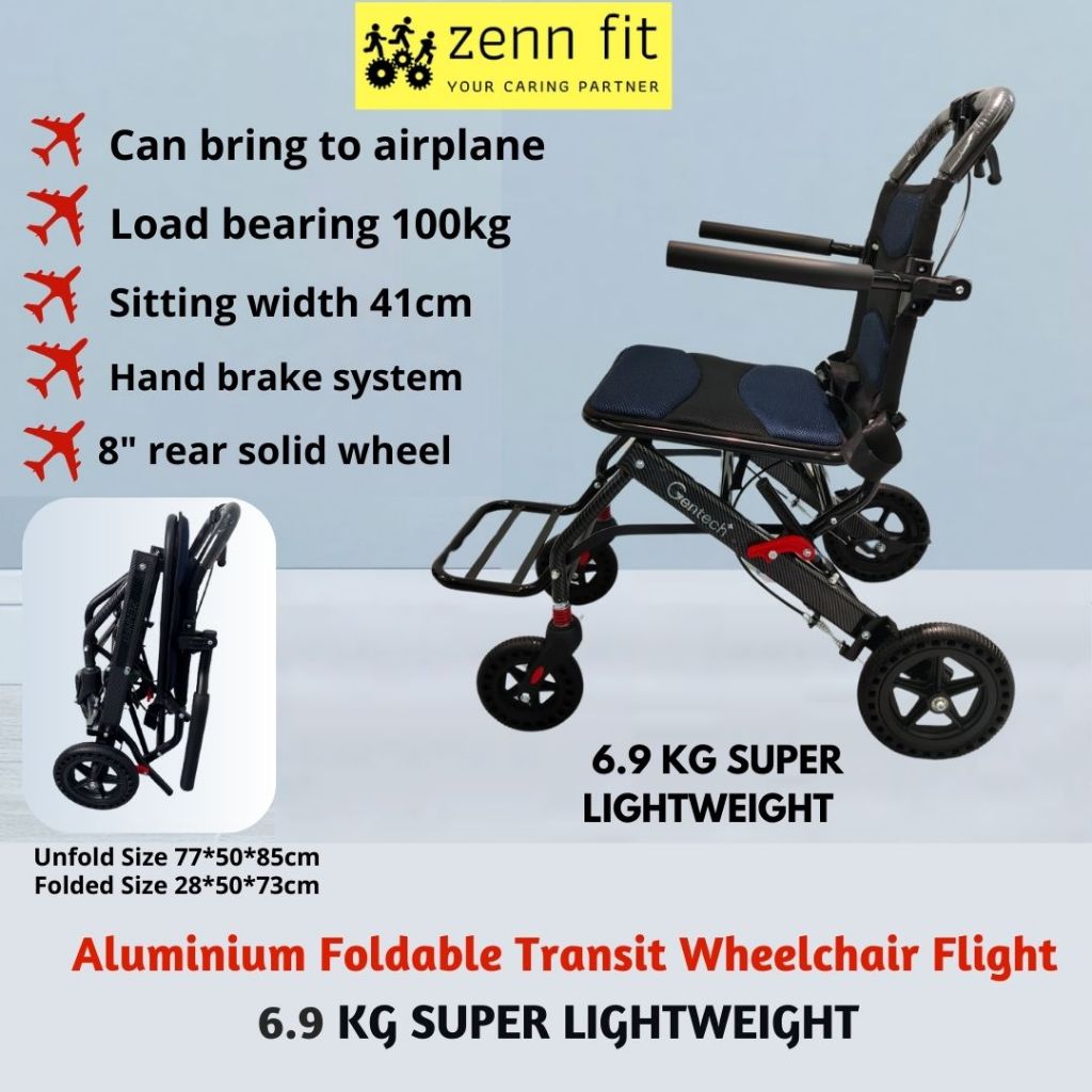 🔥READY STOCK🔥 Aluminum Lightweight Foldable Transit Wheelchair Flight ...