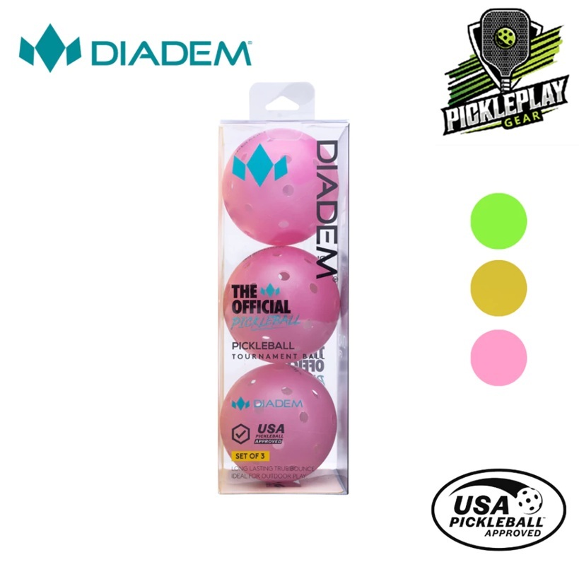 Diadem Official Pickleball Outdoor/Indoor Ball - Pink / Yellow / Neon (3pcs per Pack) | Shopee ...