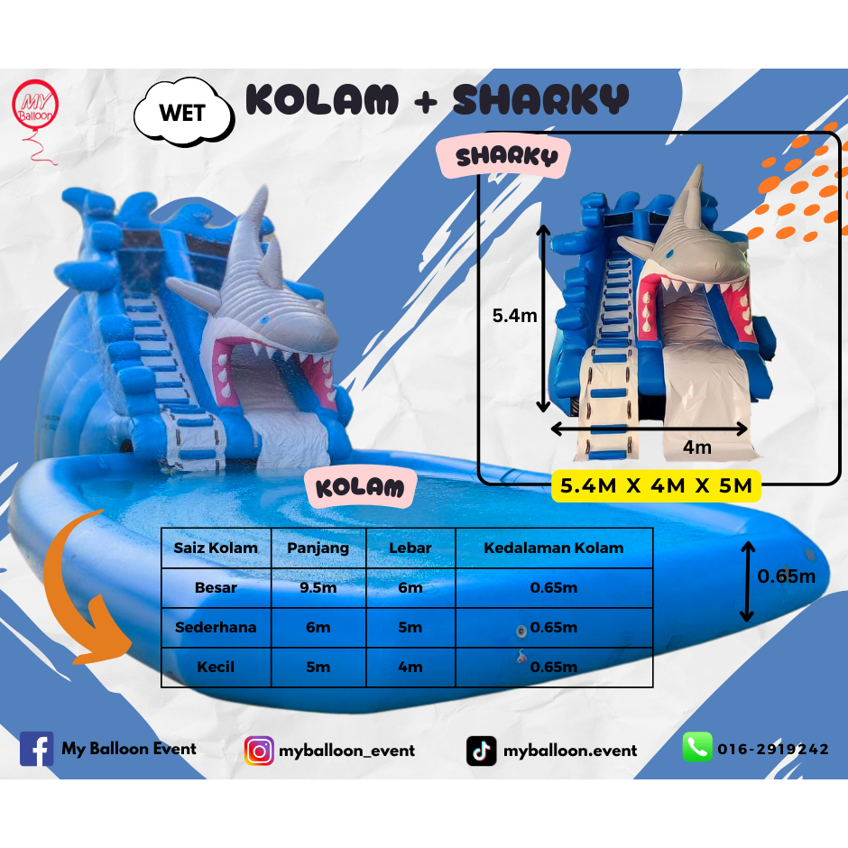 RENTAL/SEWA SOOPA DOOPA SHARKY + KOLAM SEDERHANA (WET) | Shopee Malaysia