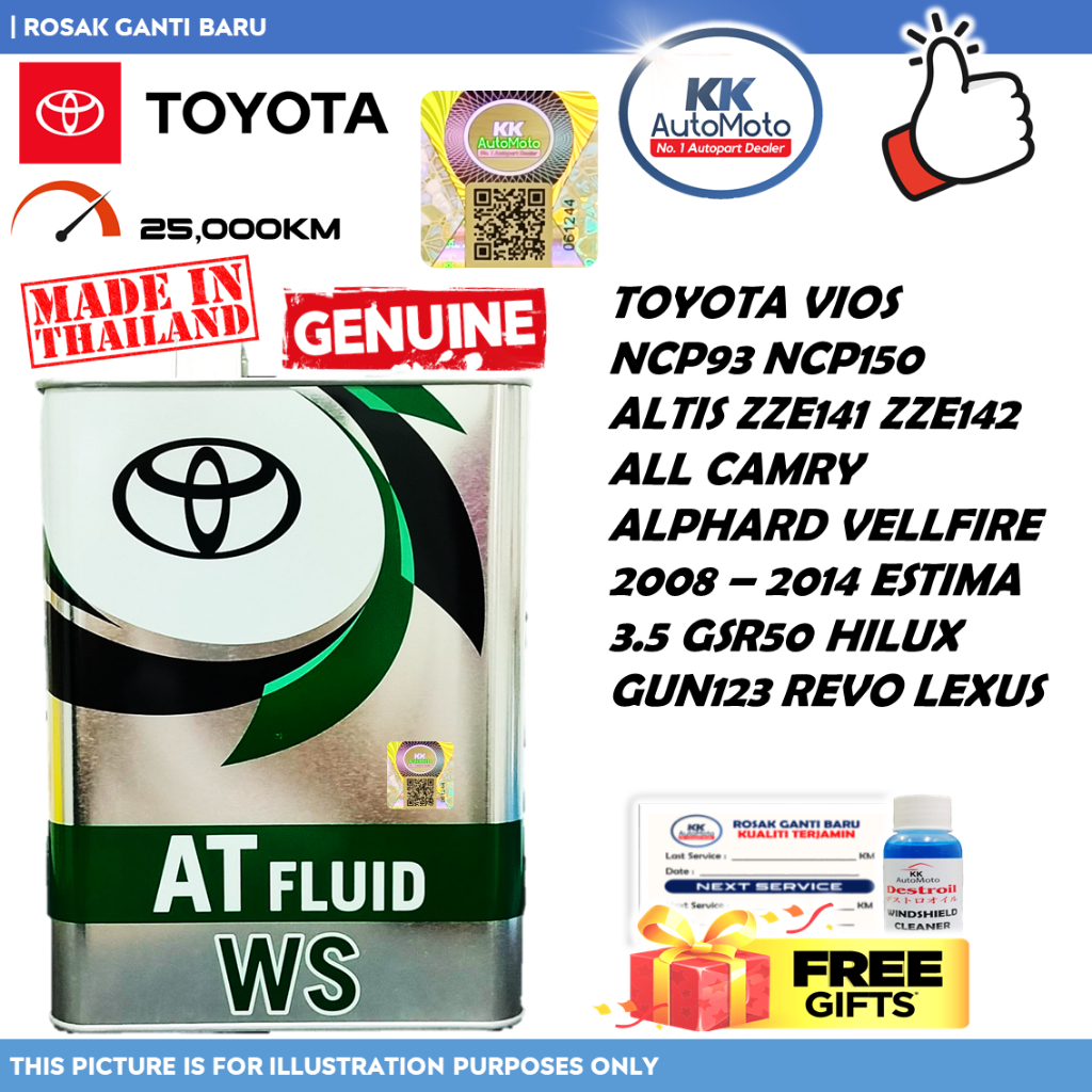Genuine ATF WS Gear Oil 08886-81855 4L Toyota Hilux Lexus Camry Yaris ...