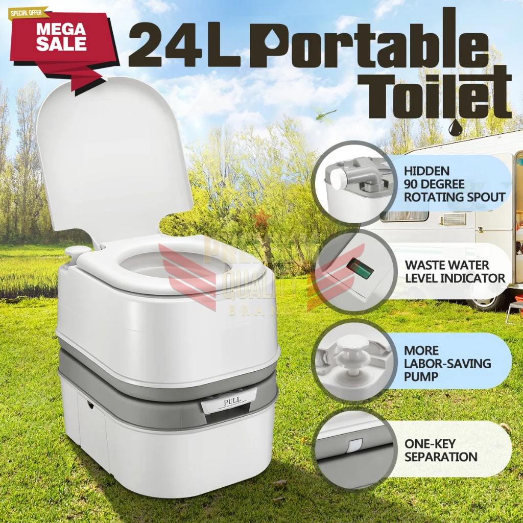 24L Portable Compact RV Toilet Sanitation System Water-Saving Outdoor ...