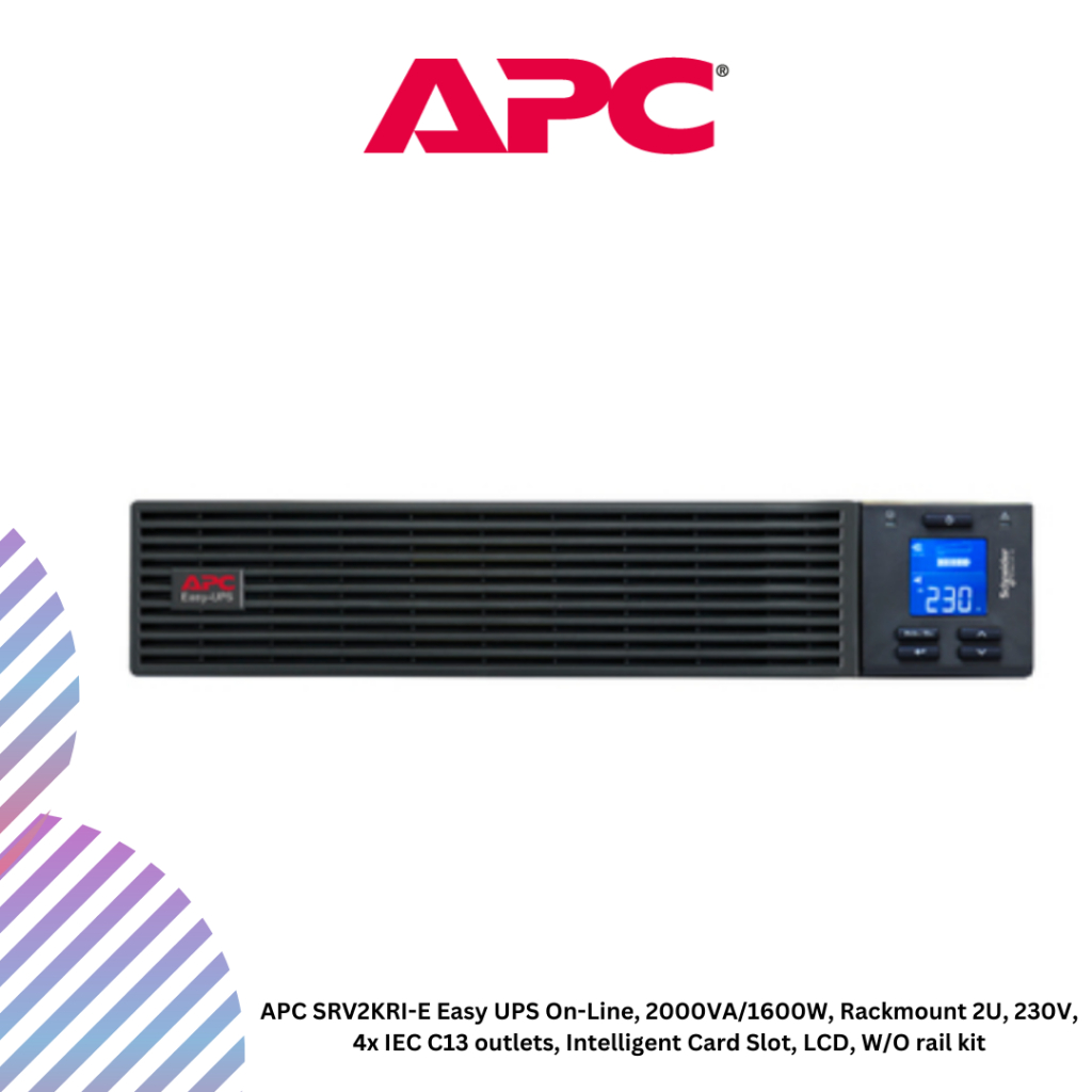 APC SRV2KRI-E Easy UPS On-Line, 2000VA/1600W, Rackmount 2U, 230V, 4x IEC C13 outlets ...