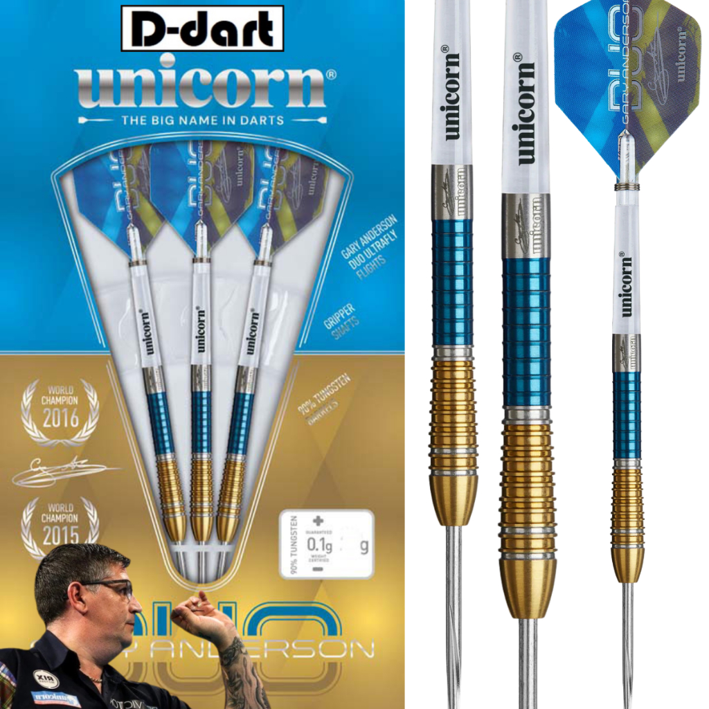 UNICORN STEEL TIP DART - 23G GARY ANDERSON DUO 90% TUNGSTEN STEEL DARTS (ARROW DART KELULI ...
