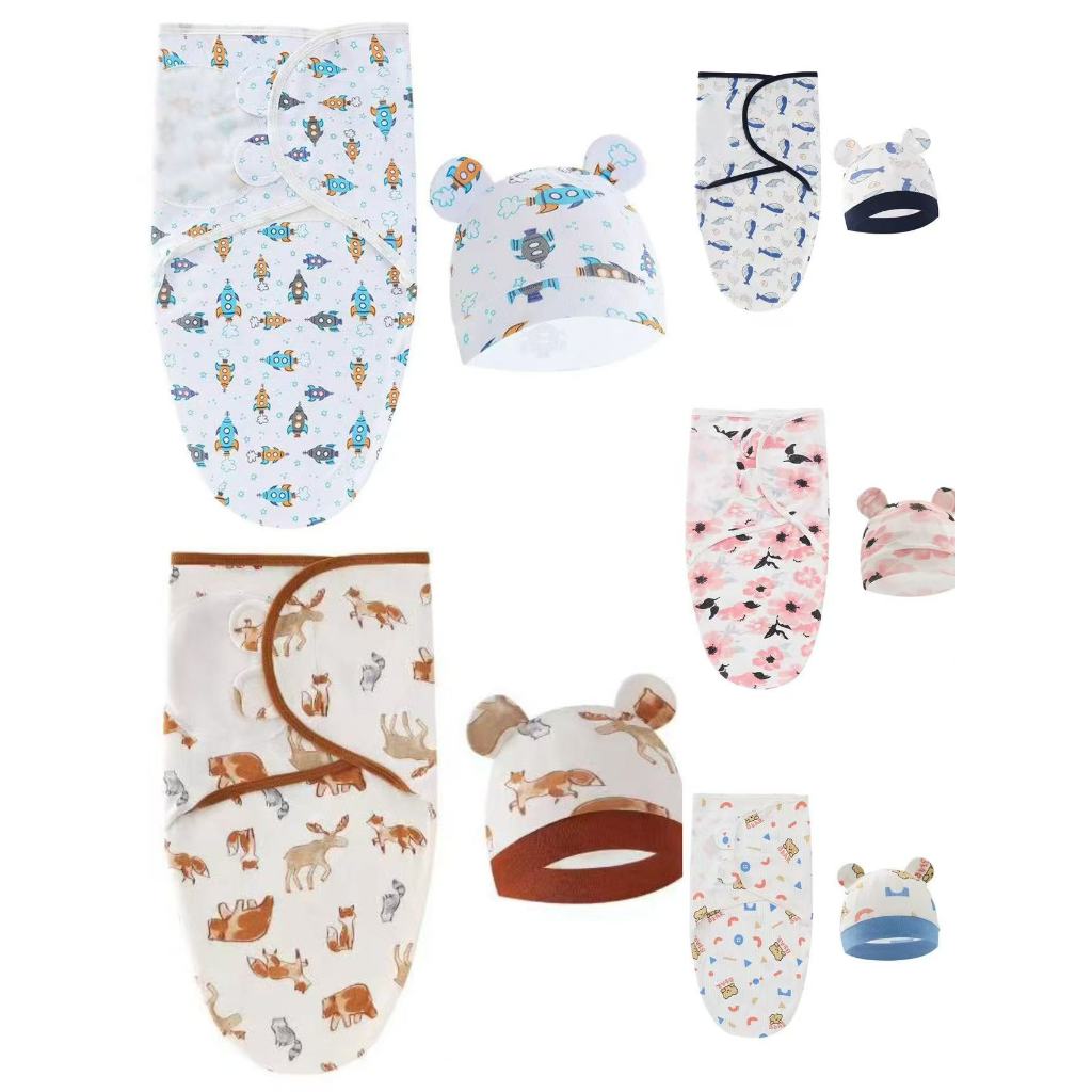 swaddle baby new born sleeping bag sack infant wrappers wrap baby hat ...