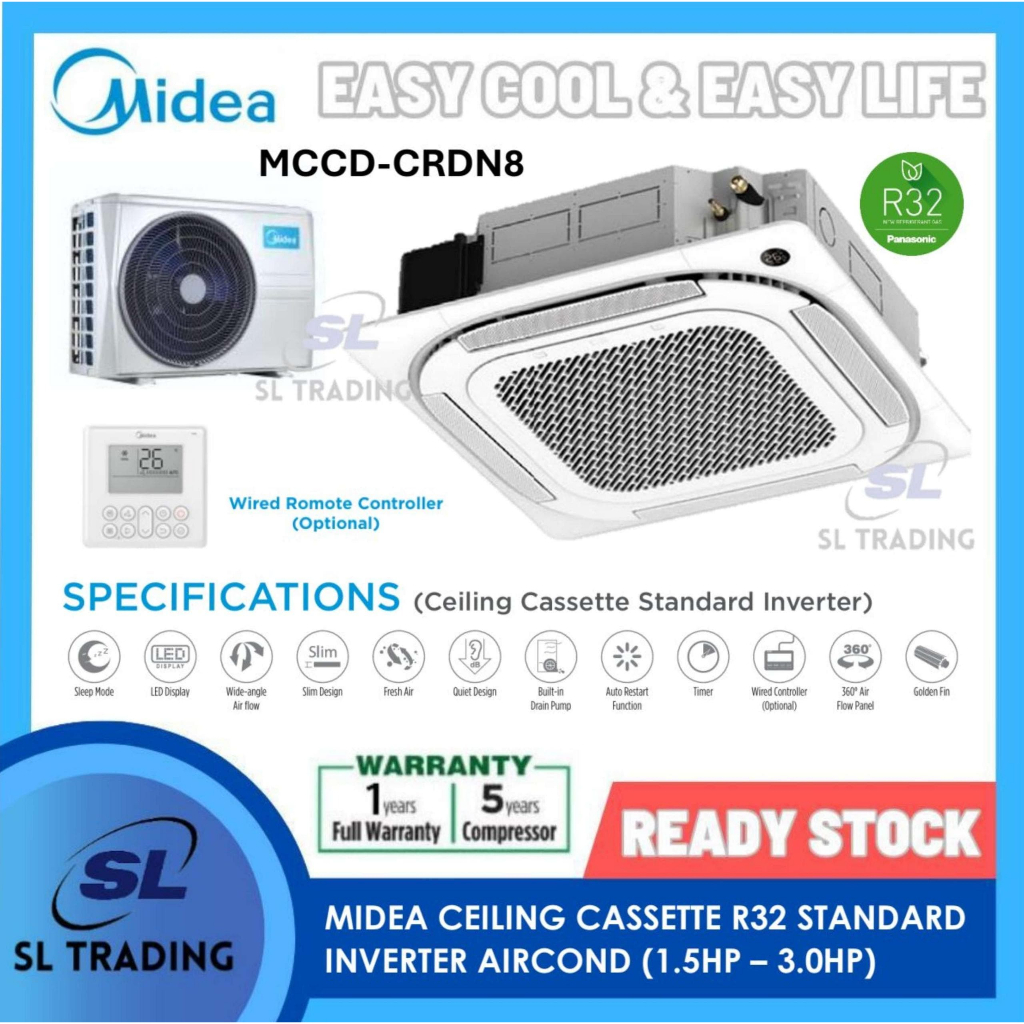 [INSTALLATION] MIDEA MCCD-CRDN8 (STANDARD INVERTER) R32 CASSETTE TYPE AIRCOND (2.0HP, 2.5HP, 3 ...