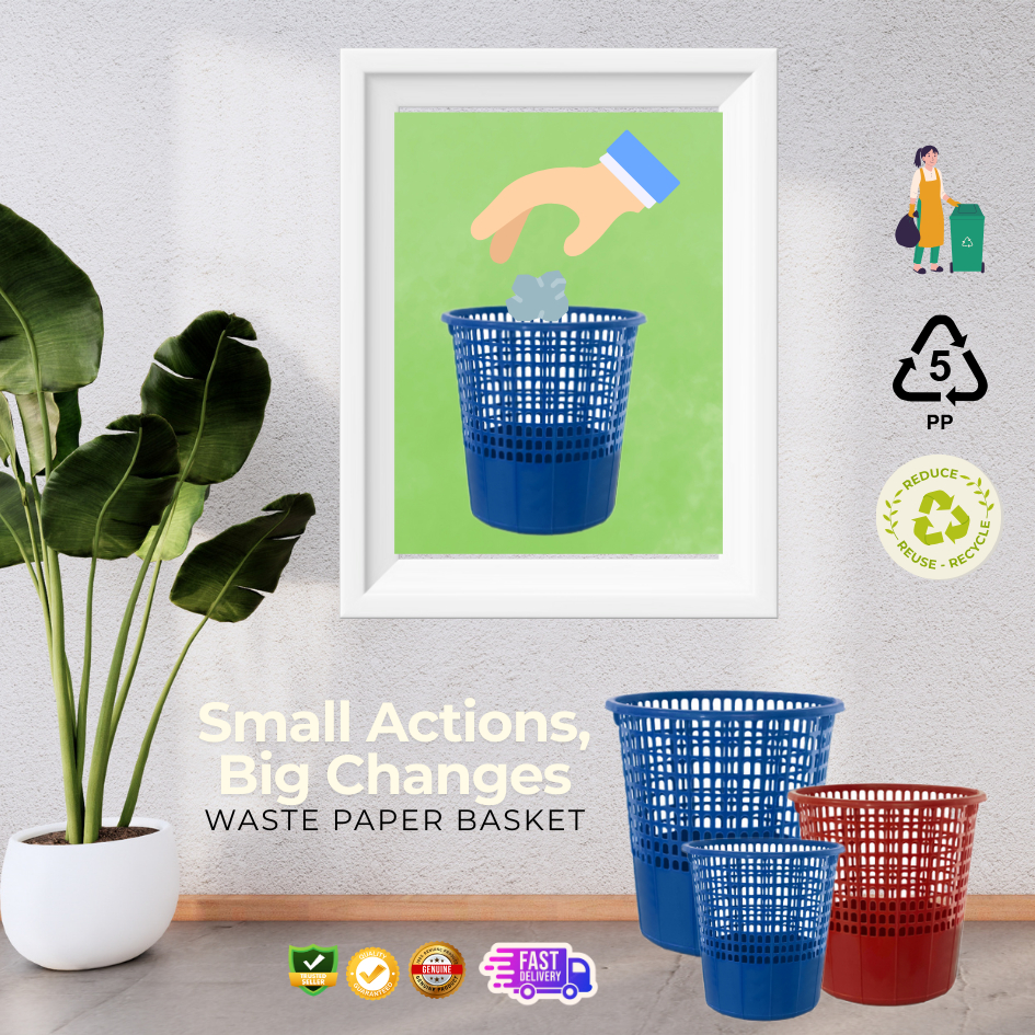 PLASTIC WASTE PAPER BASKET/RECYCLING BASKET/TRASH BIN/HOUSEHOLD WASTE ...