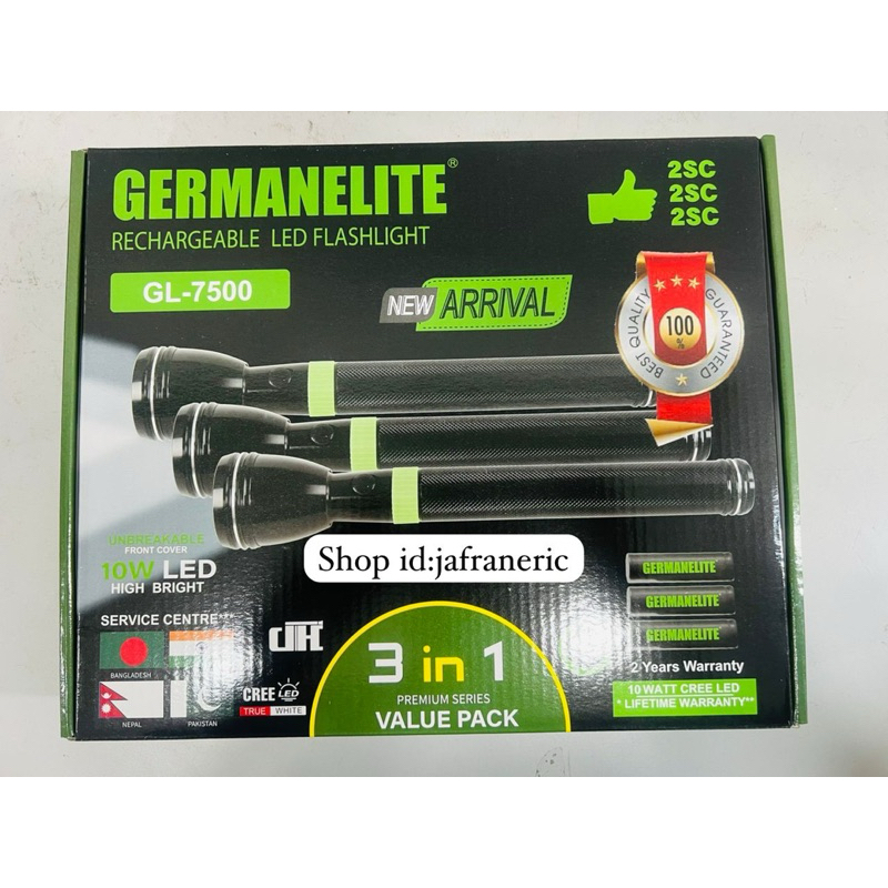 GERMANELITE GL-7500 3 in 1 rechargeable torch light family pack ...