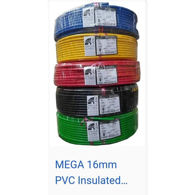 MEGA Kabel 16MM 25MM 35MM² Wire Insulated PVC Cable (SIRIM) 100 Meter ...