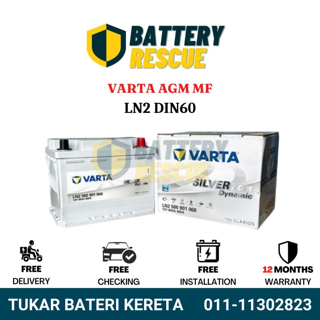 [Installation Available] DIN60 | DIN60L | LN2 | Varta Silver AGM Dynamic Car Battery Bateri ...