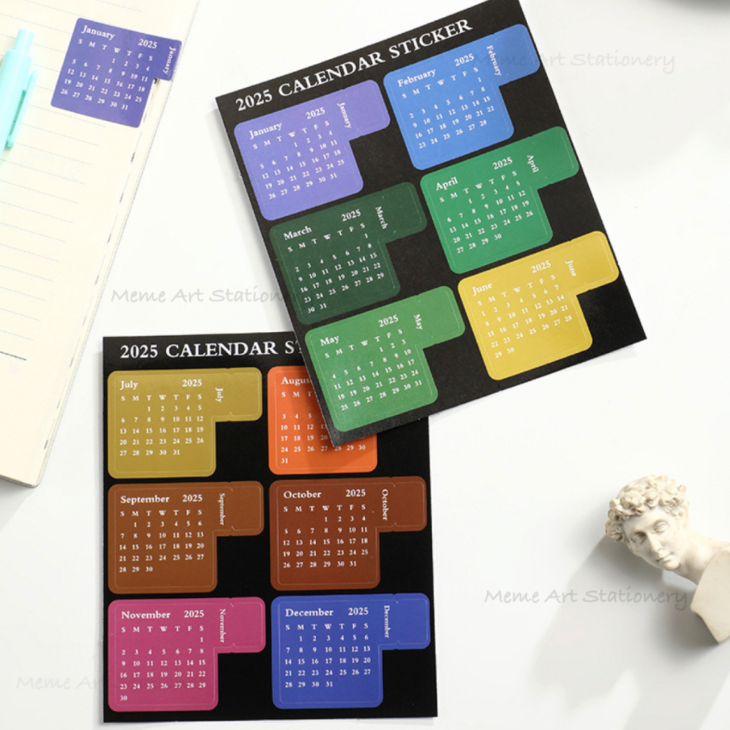 MEME Colourful Calendar Sticker 2025 Planner Notebook Journal Index Tab ...