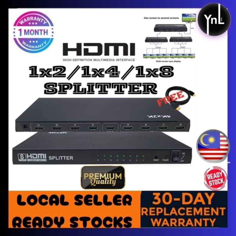 HDTV / HDMI Splitter 1 In 2 /1 In 4 / 1 In 8 Out with Powered Signal ...