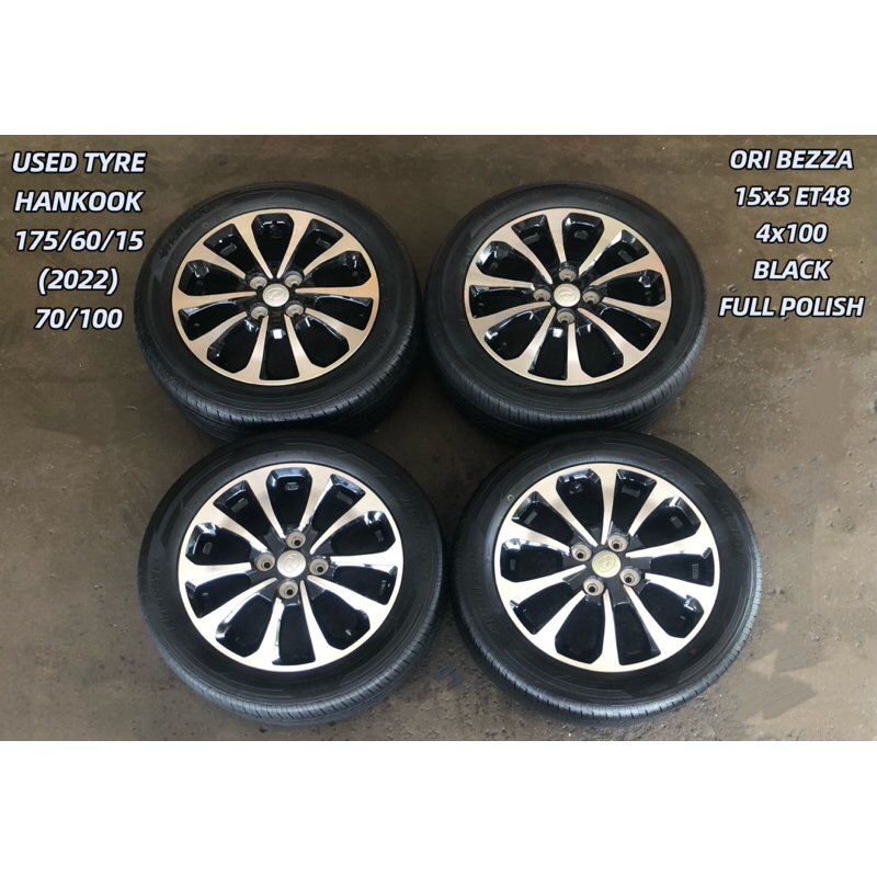 USED RIM ORI BEZZA 15 inch WITH TYRE 175/60/15 for MYVI BEZZA AXIA ...