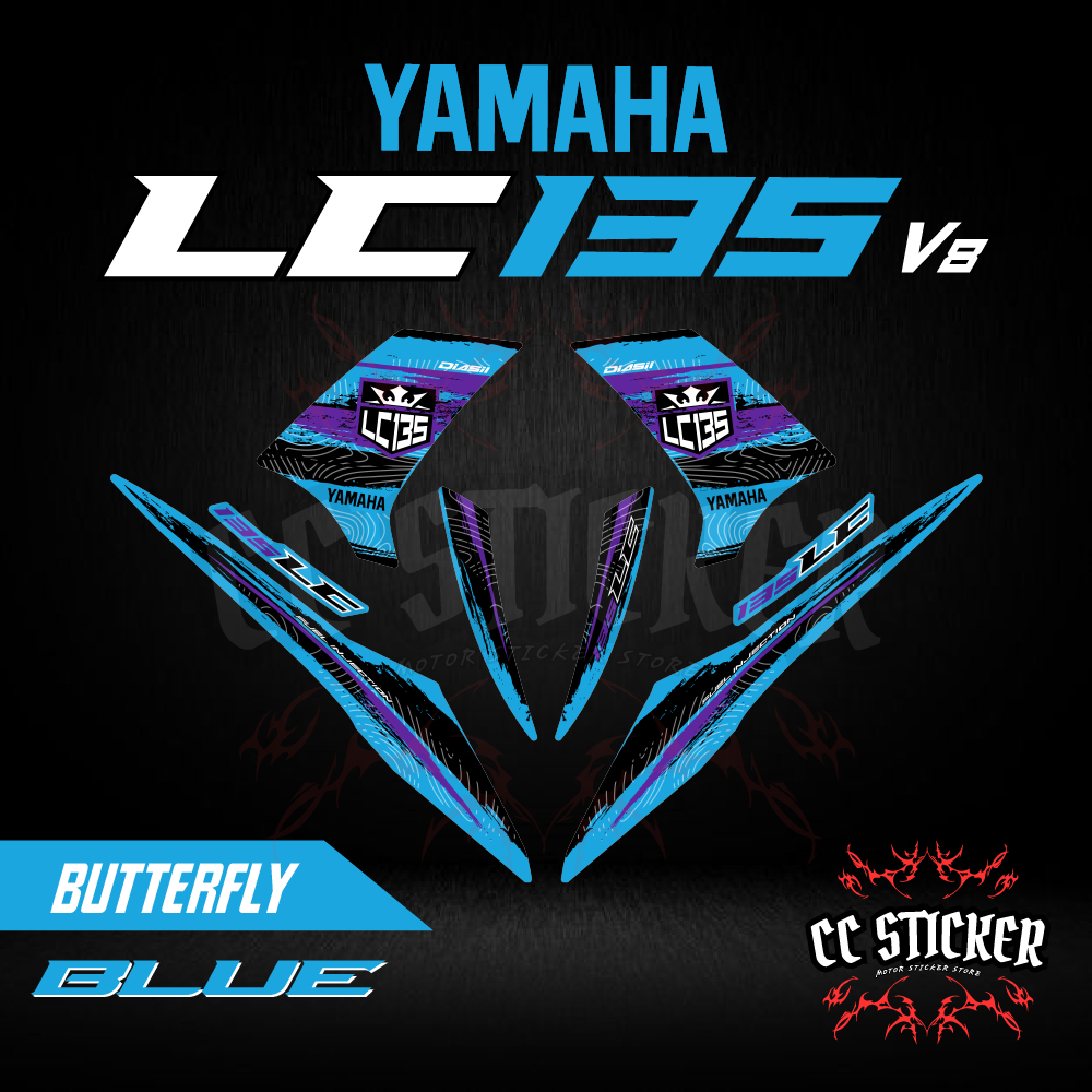 YAMAHA LC135 V8 | MOTOR STRIPE STICKER Fi BUTTERFLY 2024 (300) CUSTOM ...