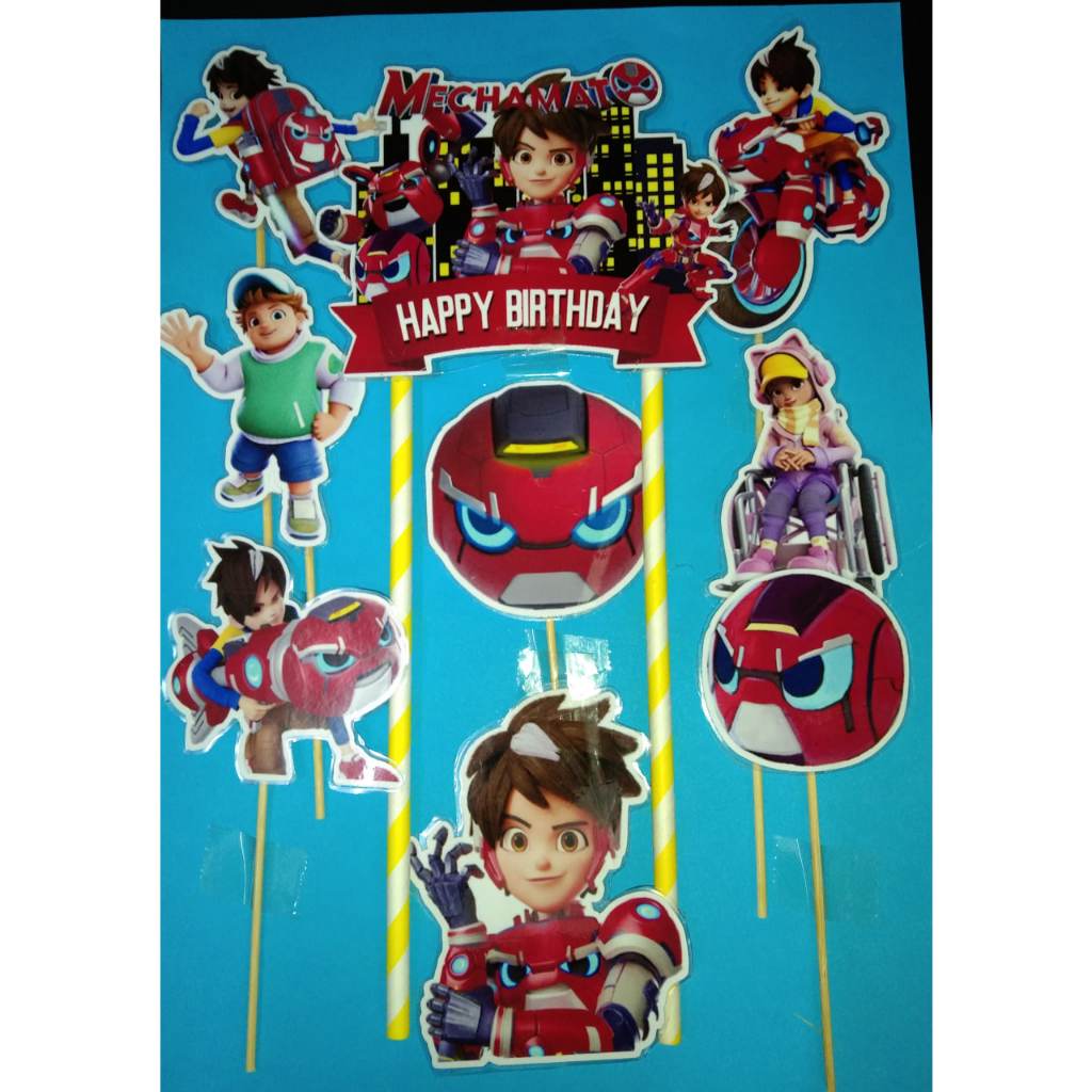 Cake Topper Mechamato | Custom Name & Age | Birthday Party Decorations ...
