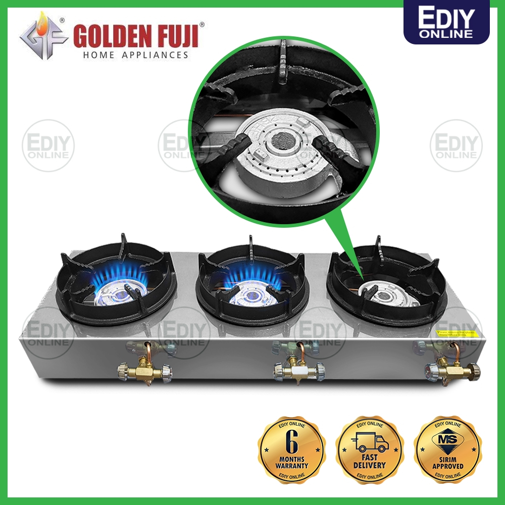 Commercial Golden Fuji 3 Burner 3M HPG Gas Stove Cooker Dapur Gas ...