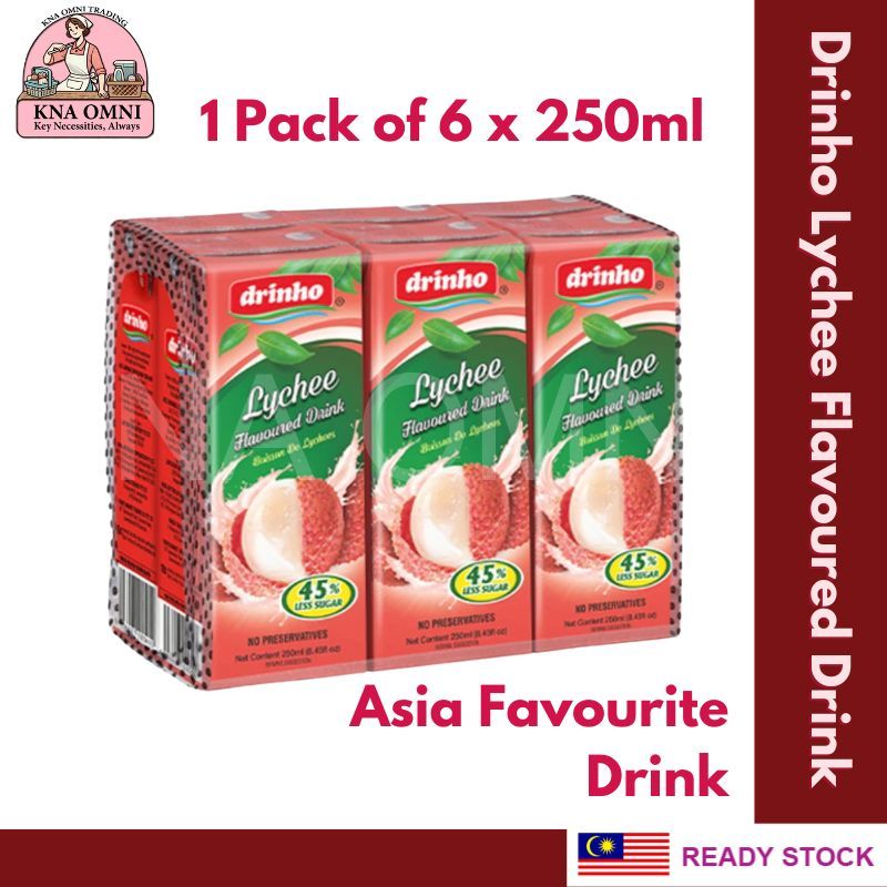 Drinho Lychee Flavoured Drink Air Kotak Berperisa Laici (6 x 250ml) | Shopee Malaysia