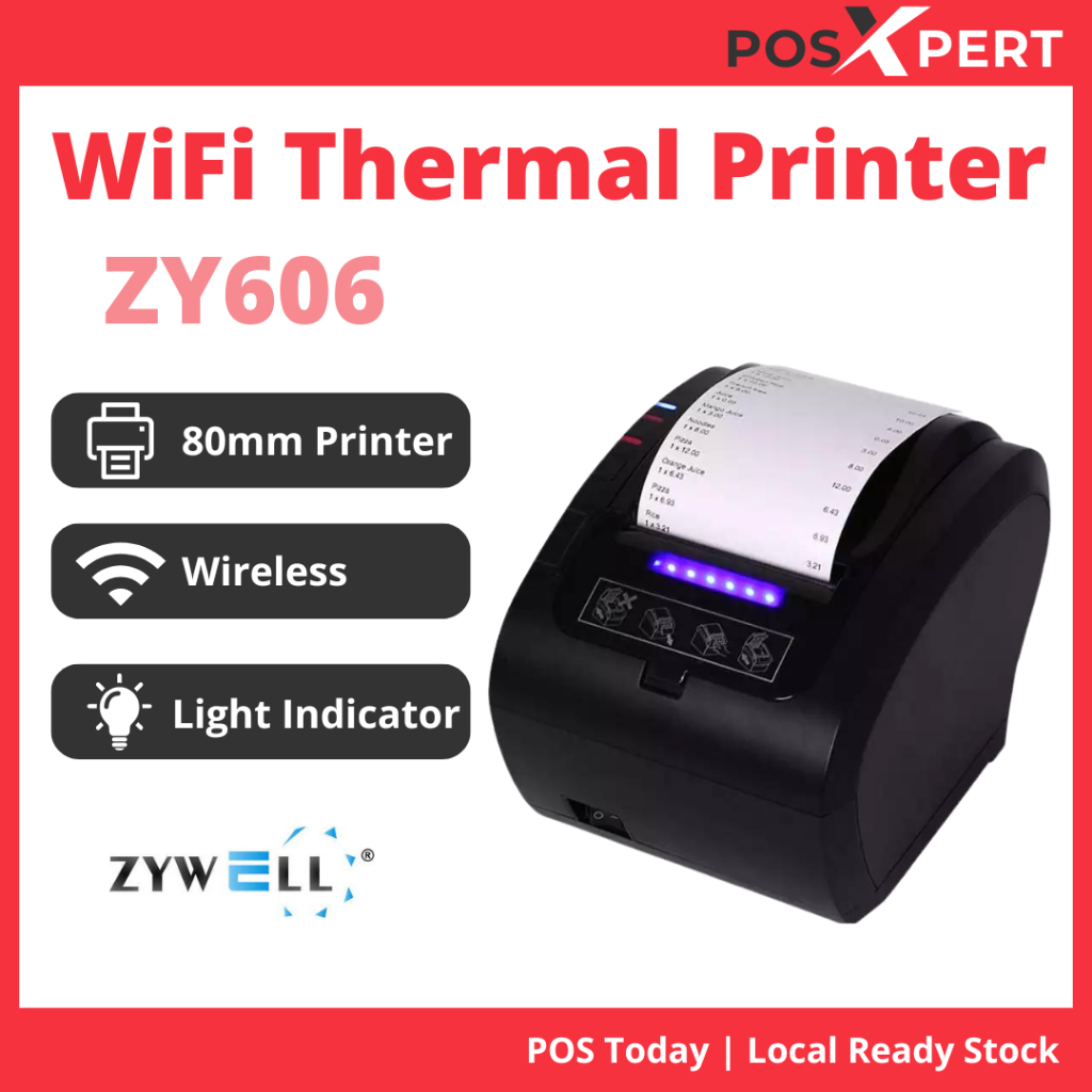 ZYWELL ZY606 80mm WiFi POS Thermal Receipt Printer POS System Receipt ...