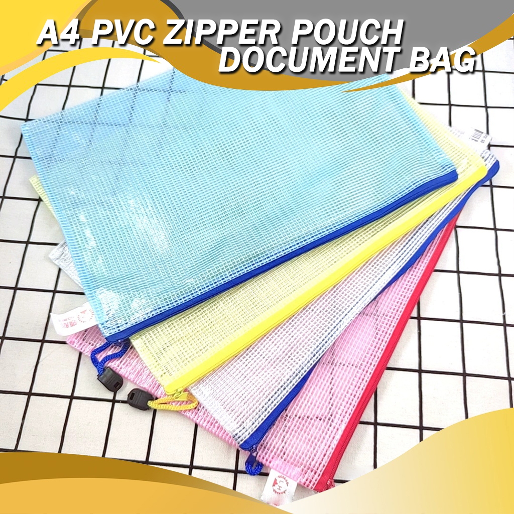 A4 Mesh Zipper Bag Zipper File Organizer PVC A4 Zipper Bag A4 File Bag ...