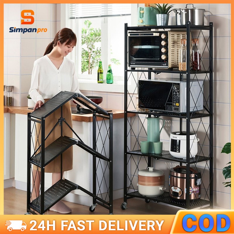 Foldable Storage Rack Rak Dapur Kitchen 3/4/5 Rack Rak Barang Serbaguna ...