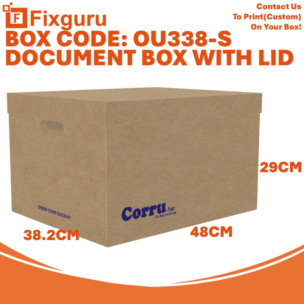 Fixguru OU338-S - 48 X 38.2 X 29cm Document box File box Moving box Storage box Corru | Shopee ...