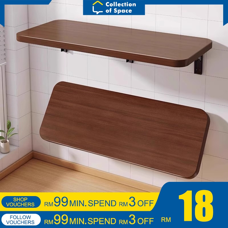 Foldable Table Meja Lipat Floating Wall Shelf Wall Mounted Table Meja ...