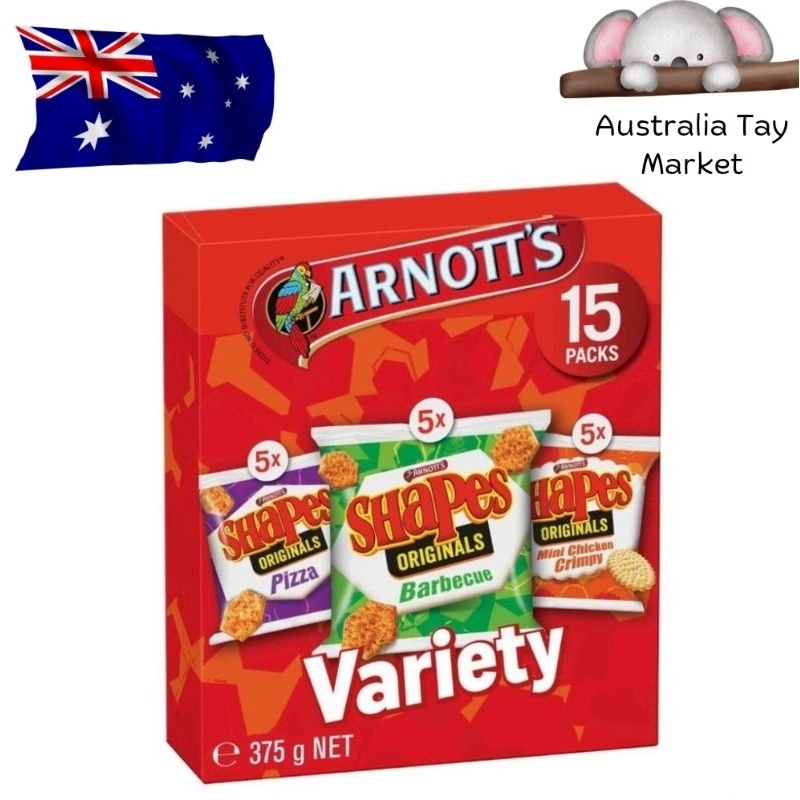 Arnott's Shapes Cracker Biscuits Variety Multipack 15 Pack | 375g ...