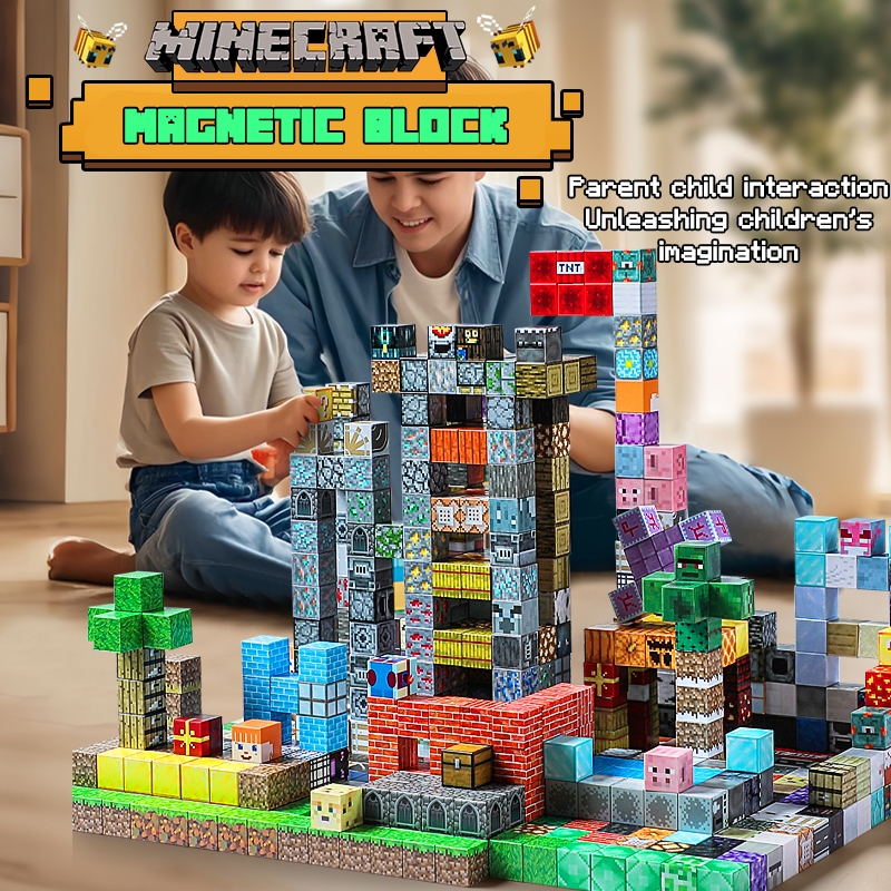 Minecraft Building Blocks MC Magnet Assembly Toy Game Magnetic Block ...