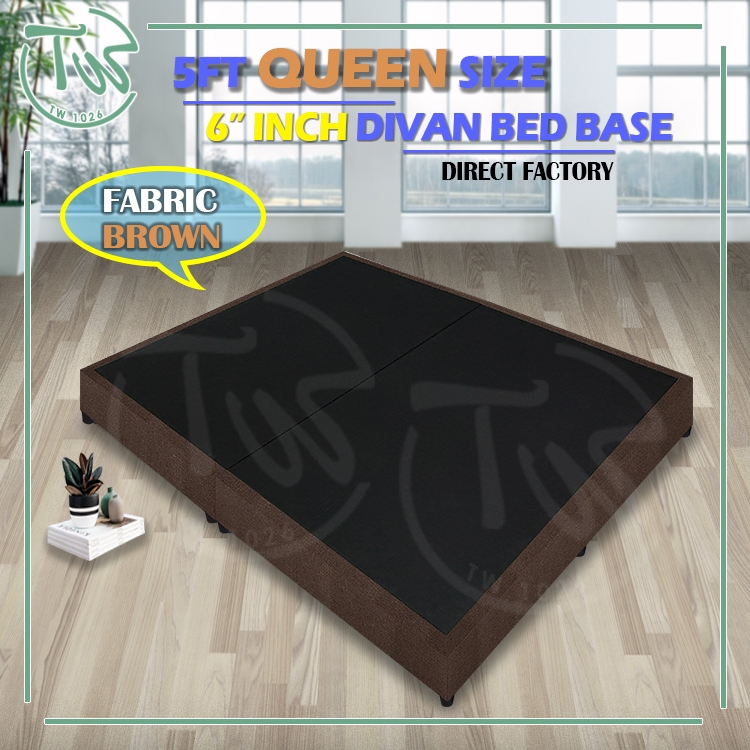 TW【QUEEN】【Fabric BROWN】5 FT Queen size Divan Bed Base/ 5 Kaki Size Kain ...