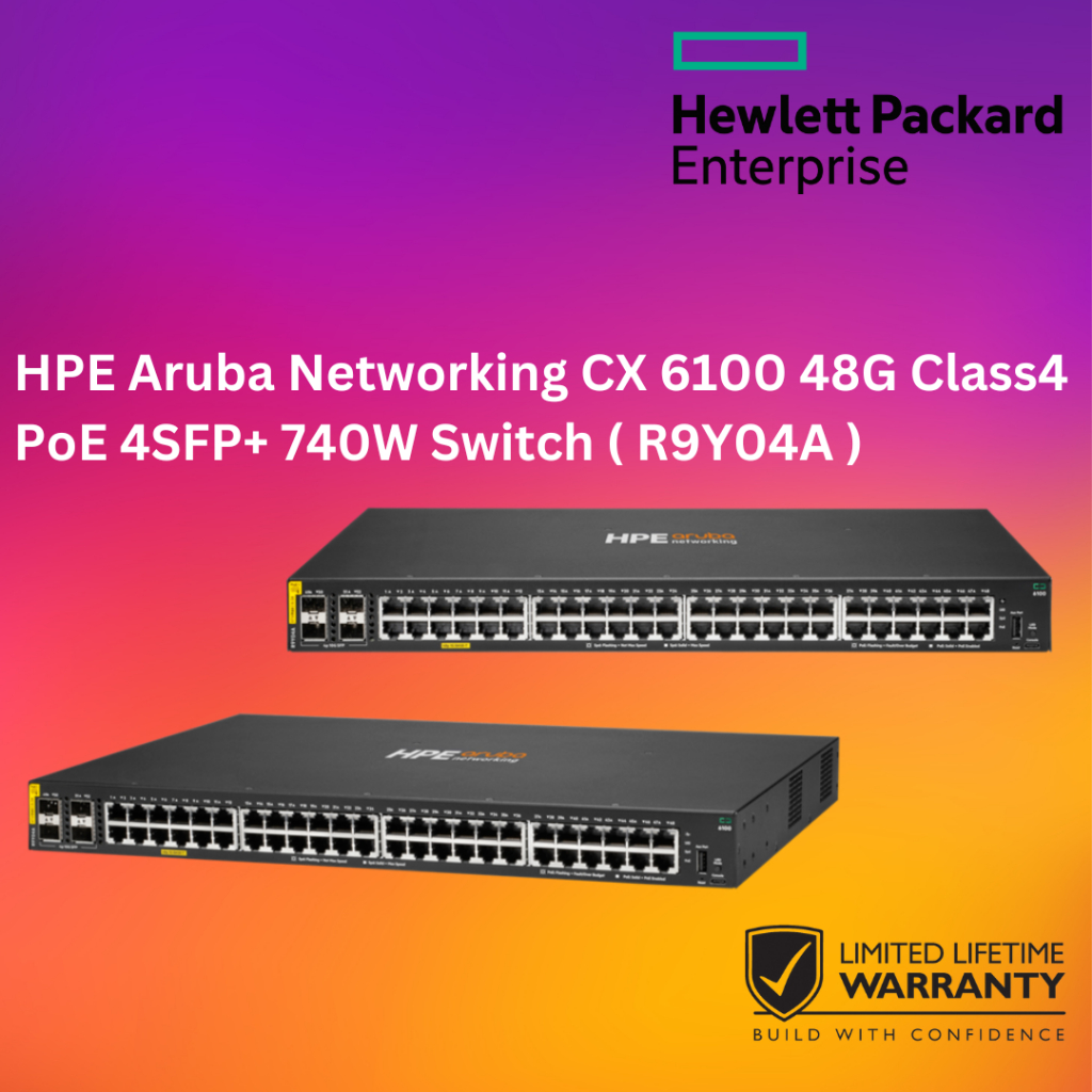 HPE Aruba Networking CX 6100 48G Class4 PoE 4SFP+ 740W Switch ( R9Y04A ) | Shopee Malaysia