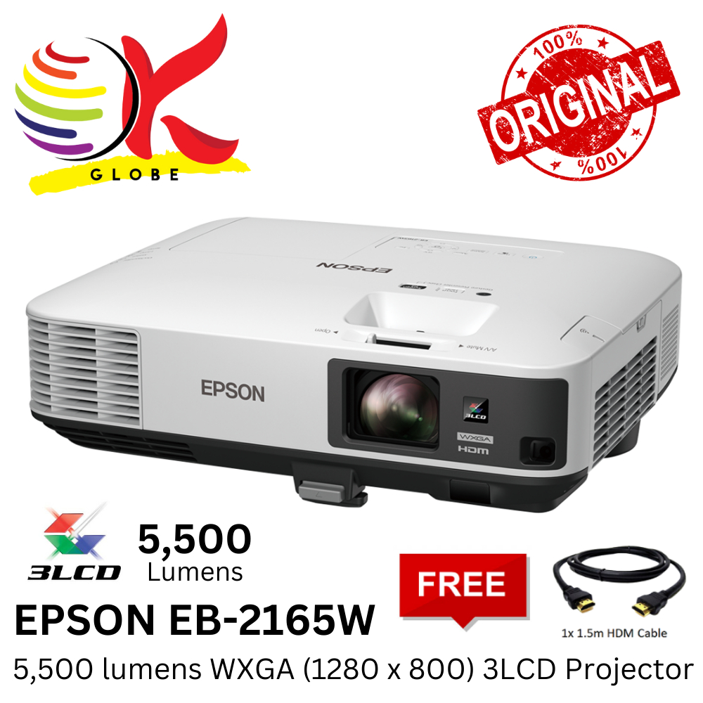 EPSON EB-2165W 5,500 LUMENS WXGA (1280 X 800) 3LCD PROJECTOR, CONTRAST RATIO: 15,000:1 & LAMP ...