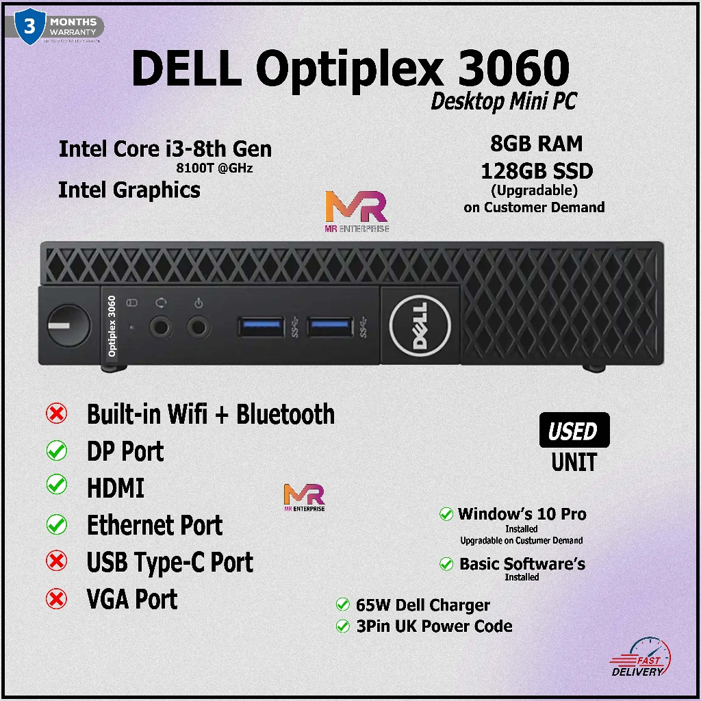 BEST DEAL💥 Dell OptiPlex 3060 Micro| Core i3-8th Gen | 4GB RAM-128GB ...