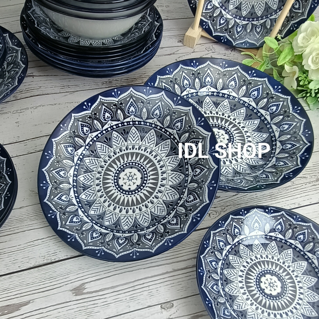 Porcelain Dinner Plate Soup Plate Bowl Set Pinggan Melengkung Mangkuk ...