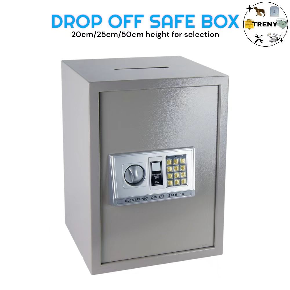 TRENY Three Steel Postal Slot Digital Deposit Personal Money Safe Digital Safety Box Security ...