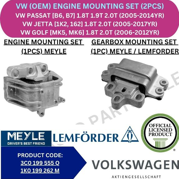 VW (OEM) ENGINE MOUNTING (SET) (2PCS) FOR VW PASSAT [B6, B7] '05-14YR ...