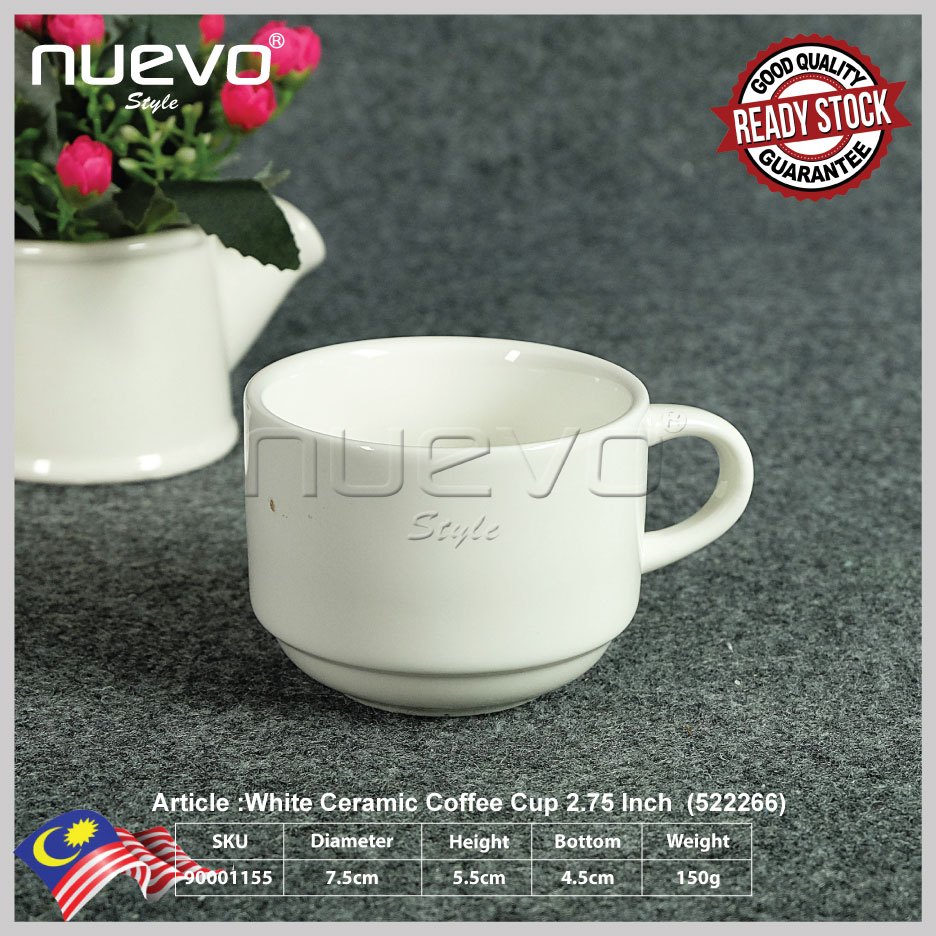 2 PCS Set NUEVO White ceramic coffee cup 白色陶瓷咖啡杯 Cawan kopi seramik ...